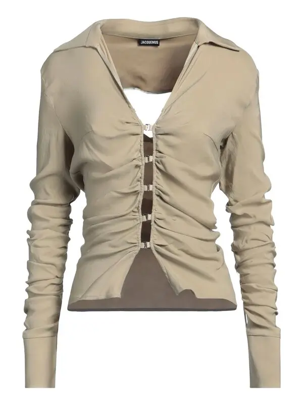 Jacquemus Shirt Long Sleeve Satin Shirt - Nude