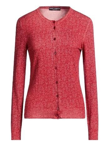 Dolce & Gabbana Herringbone Wool Button-front Cardigan - Red