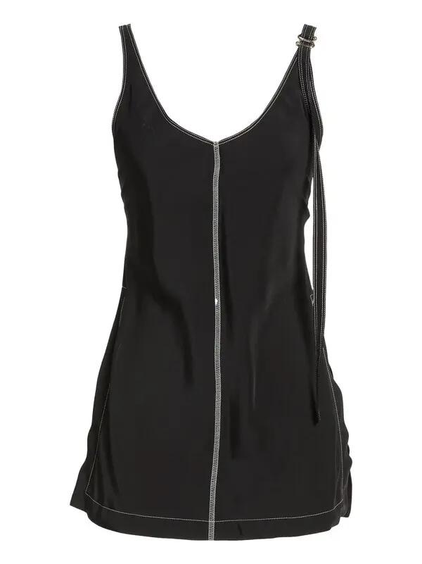 Sportmax Sleeveless Scoop Neck Crepe Top With Side Slit - Black