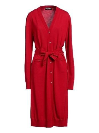 Dolce & Gabbana Belted Long Sleeve Cardigan - Red