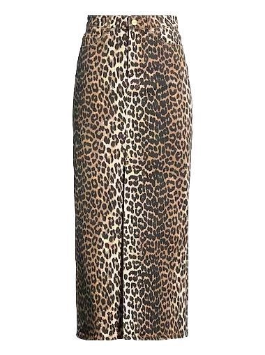 GANNI Leopard Print Denim Skirt - Black