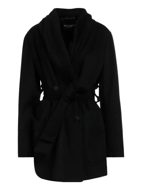 Dolce & Gabbana Long Sleeve Belted Trench Coat - Black