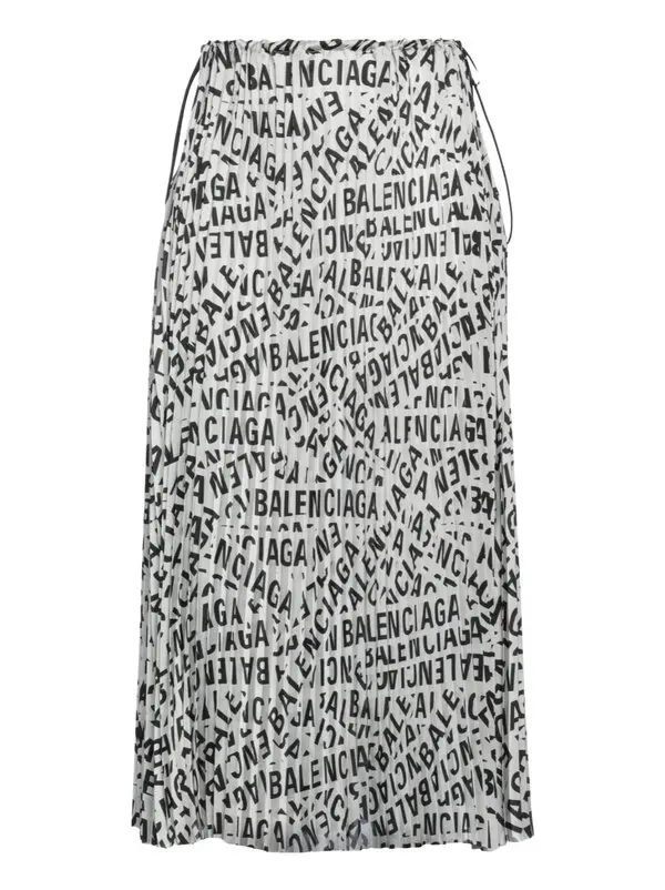 Balenciaga Printed Satin Midi Skirt - Gray