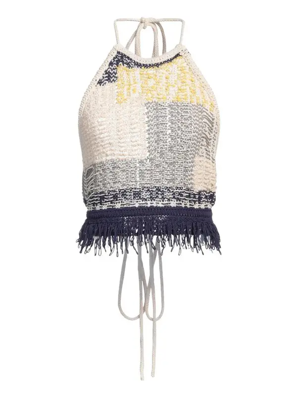 Sportmax Knit Halter Top With Tie Detail - Gray
