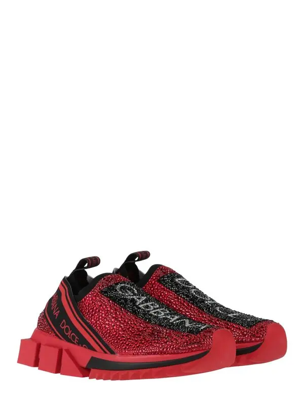 Dolce & Gabbana Embellished Sock Sneakers - Red