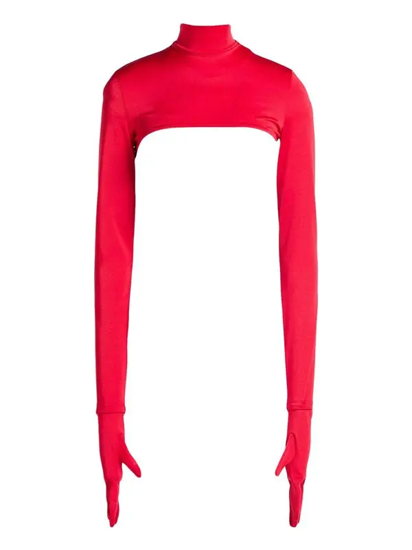 Dolce & Gabbana Long Sleeve Stretch Knit Top With Detachable Applique - Red