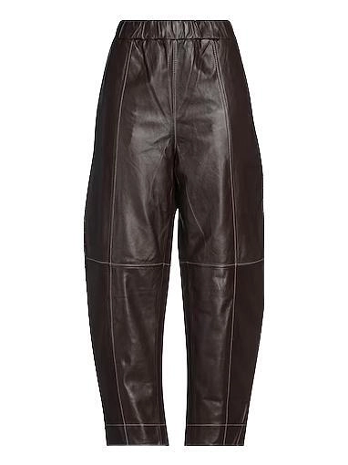 GANNI Leather Elasticated Waist Pants - Black