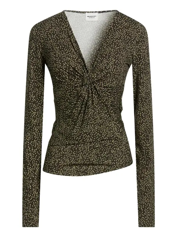 Isabel Marant Étoile Long Sleeve V-neck Top With Knot Detail - Black