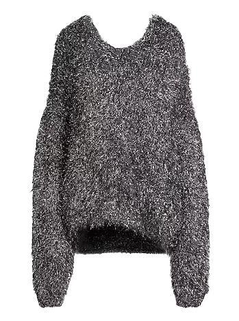 Sportmax Metallic Open-knit Hooded Coat - Black