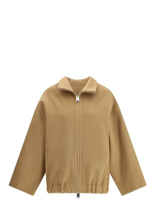 Khaite Garret High Neck Zipped Jacket - Camel