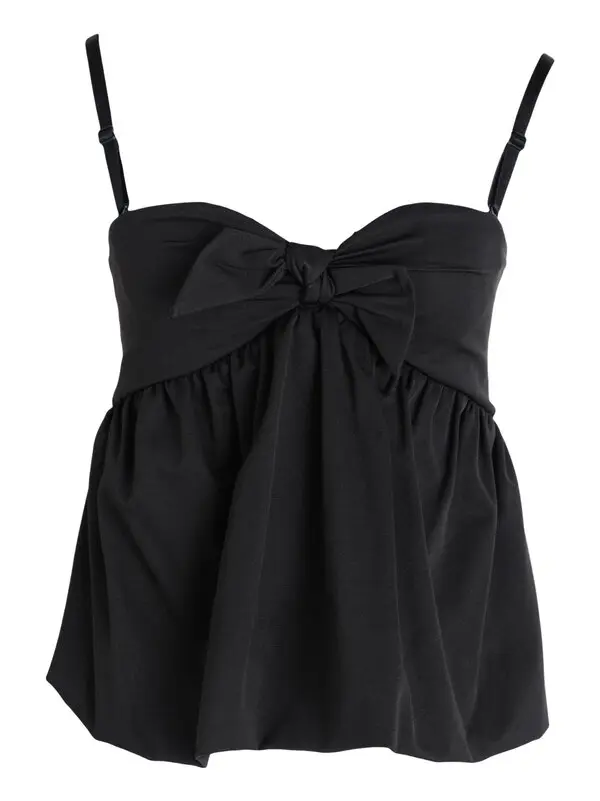 MAXCO. Max&co. Sleeveless Deep V Neck Bow Detail Top - Black