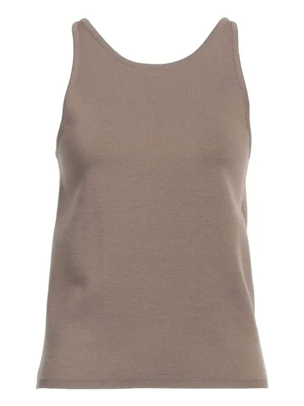 Max Mara Solid Sleeveless Knit Top - Gray