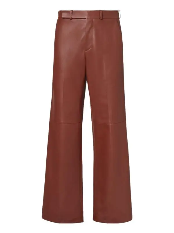 Fendi Nappa Leather Wide-leg Trousers - Rust Colored
