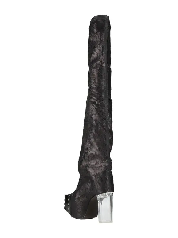 Rick Owens Square Toe Sequined Over-the-knee Boots - Black