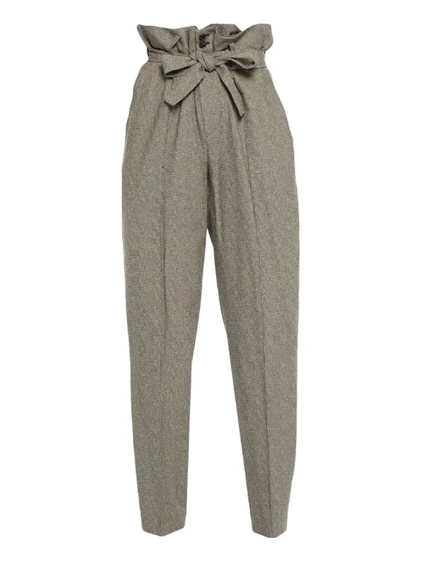 Isabel Marant Étoile Two-tone Belted Paper Bag Waist Trousers - Gray