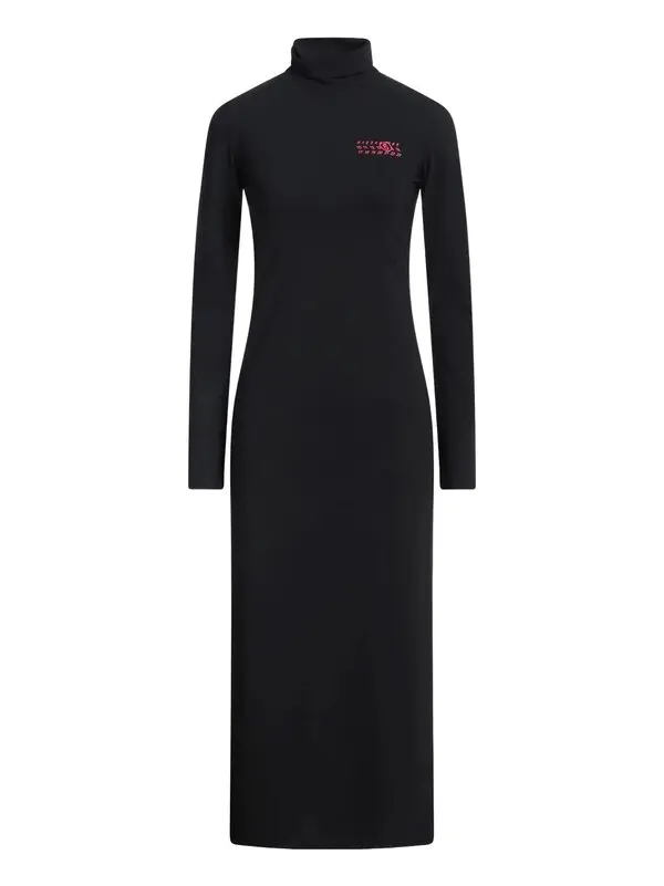 MAISON MARGIELA Long Sleeve Turtleneck Bodycon Dress With Print - Black