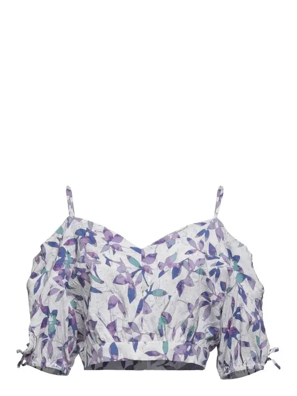 Isabel Marant Étoile Off-the-shoulder Floral Print Top - Gray