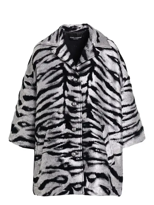 Dolce & Gabbana Zebra Jacquard 3/4 Sleeve Coat - Gray