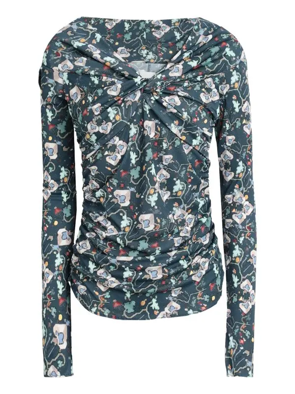 Isabel Marant Étoile Off-the-shoulder Floral Print Long Sleeve Top - Blue