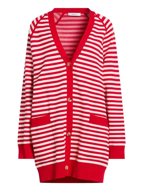 Max Mara Striped Knit Sweater With Pockets - Red