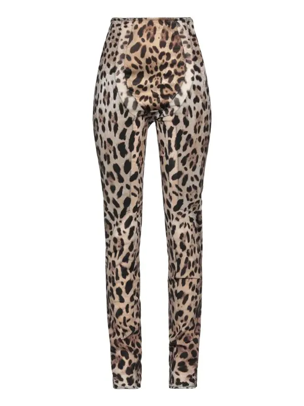 Dolce & Gabbana Leopard Print Casual Trousers - Nude