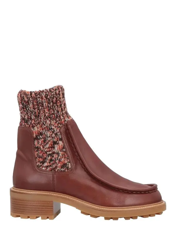 Chloé Leather Ankle Boots - Brown