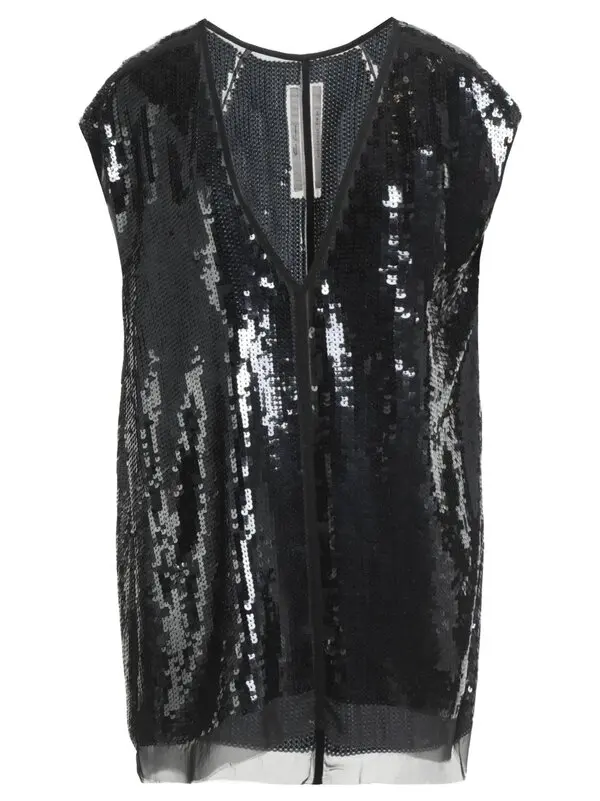 Rick Owens Sequin Embellished V-neck Top - Black