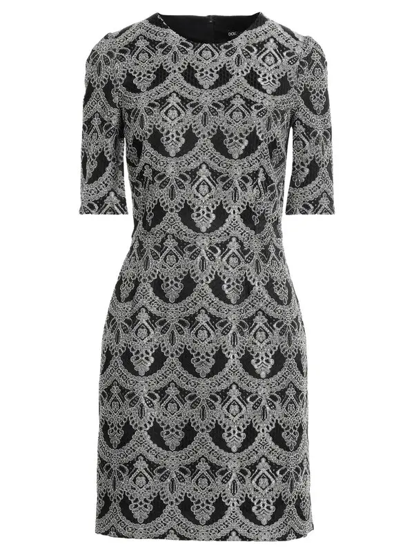 Dolce & Gabbana Jacquard Flared Dress - Black