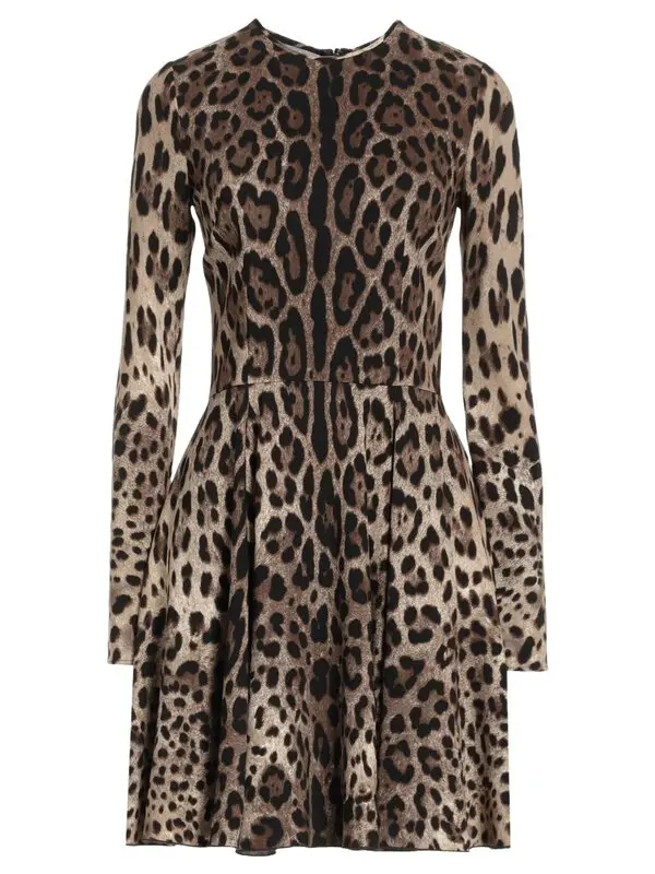 Dolce & Gabbana Leopard Print Long Sleeve Dress - Black