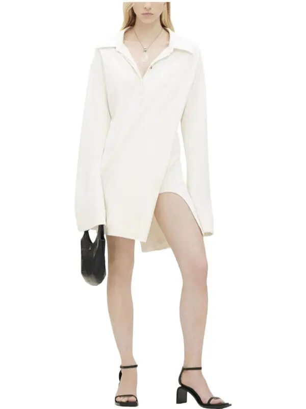 COURREGES Lapel Long-sleeved Dress - White