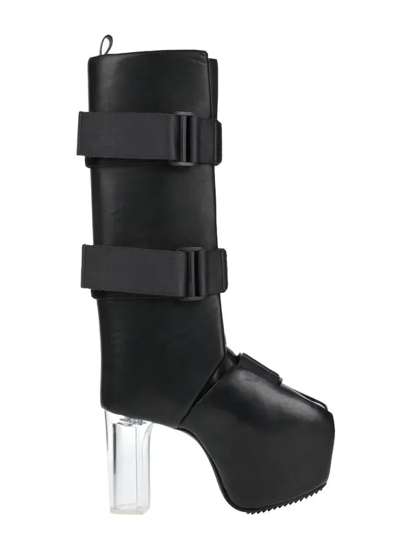 Rick Owens Chunky Leather Boots With Buckle Fastening - Black