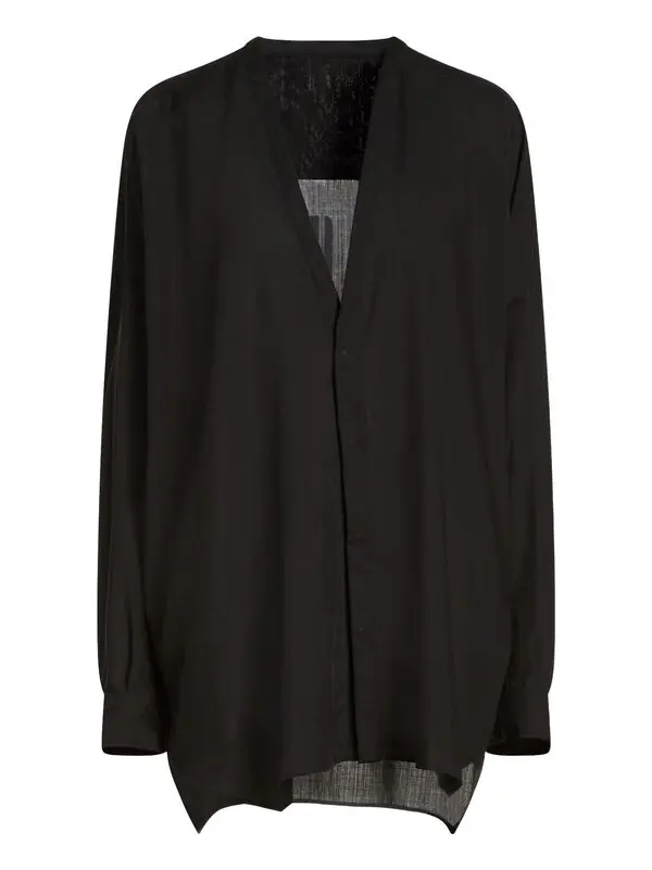 Rick Owens Oversized Plain Shirt With V-neck - Black