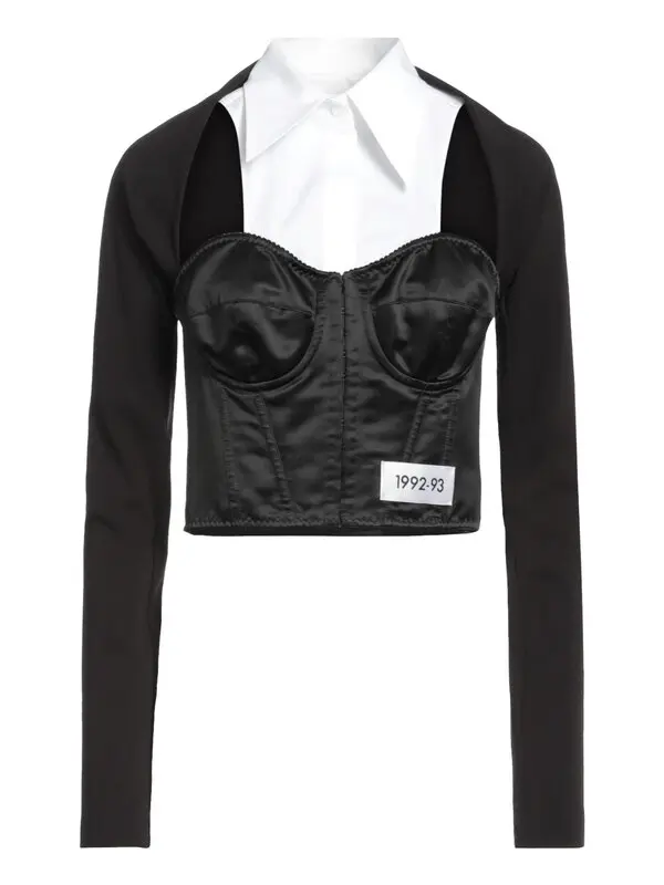 Dolce & Gabbana Two-tone Jersey Satin Top - Black