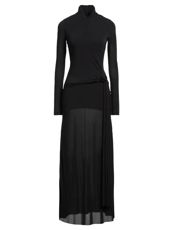 DIESEL® Long Sleeve Turtleneck Maxi Dress With Draped Detail - Black