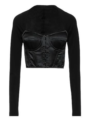 Dolce & Gabbana Fitted Cropped Jersey Satin Shirt - Black