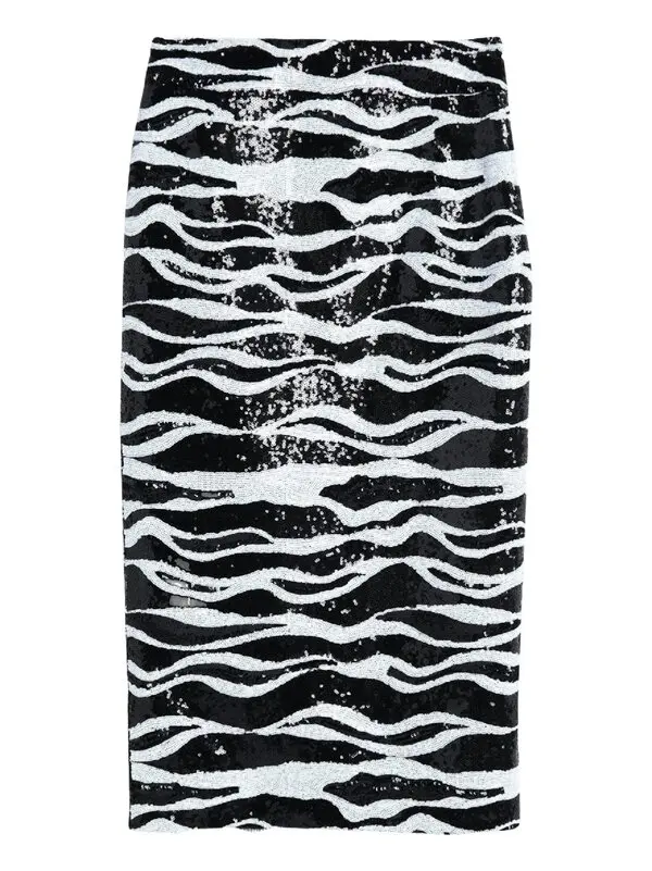 Dolce & Gabbana Zebra-print Sequin Midi Skirt - Black