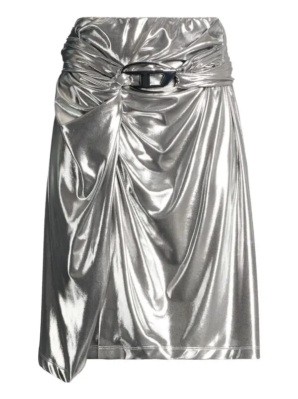 DIESEL® Midi Wrap Skirt With Logo Detail - Gray