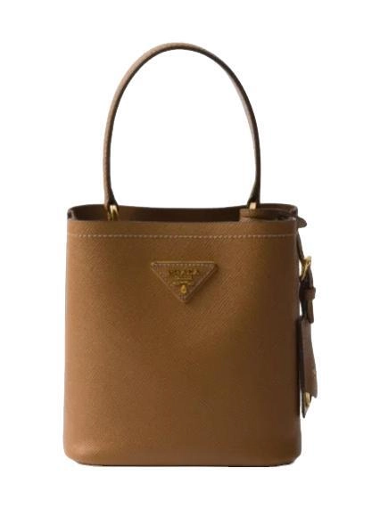 Prada Triangle Logo Bucket Bag - Caramel Color