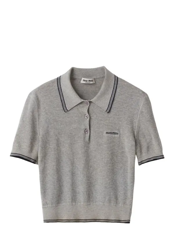 Miu Miu Cotton Jersey Polo Shirt - Gray