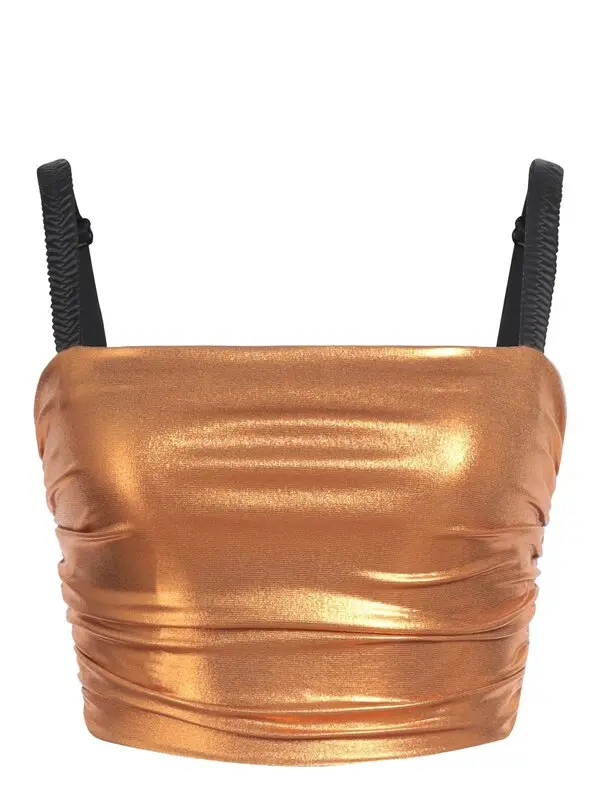 Dolce & Gabbana Metallic Ruched Crop Top - Brown