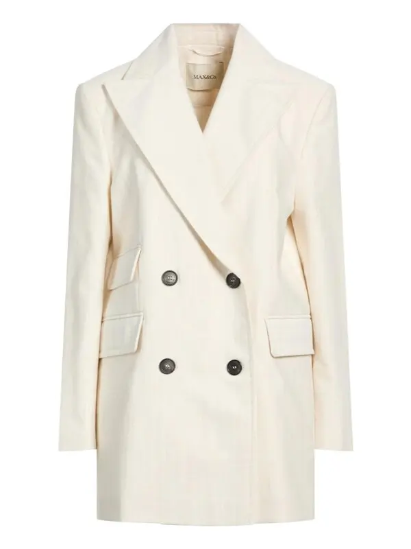 MAXCO. Max&co. Double-breasted Flannel Blazer - White