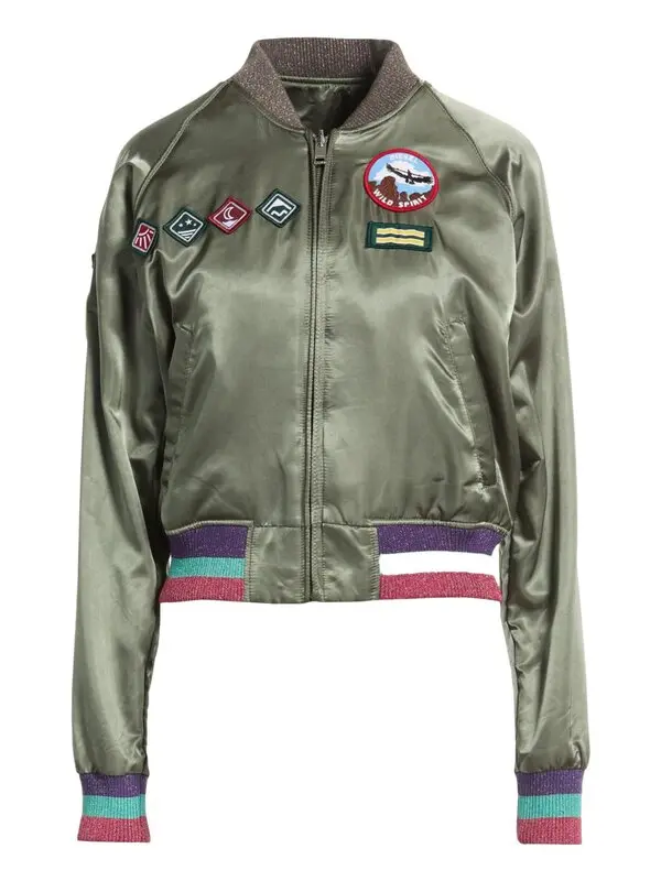 DIESEL® Bomber Jacket With Appliqués - Green