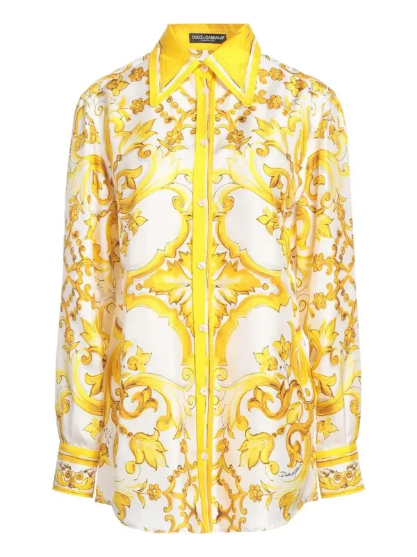 Dolce & Gabbana Printed Satin Shirt - Yellow
