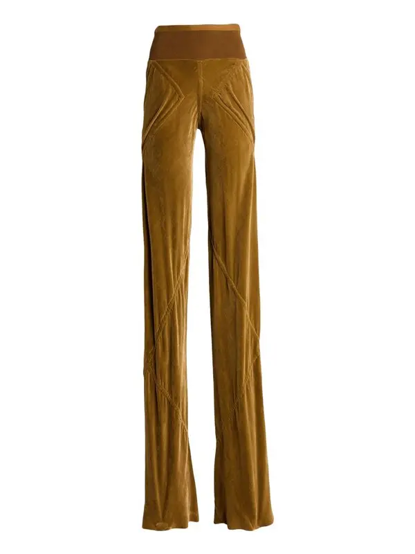 Rick Owens Flared Velvet Trousers - Brown