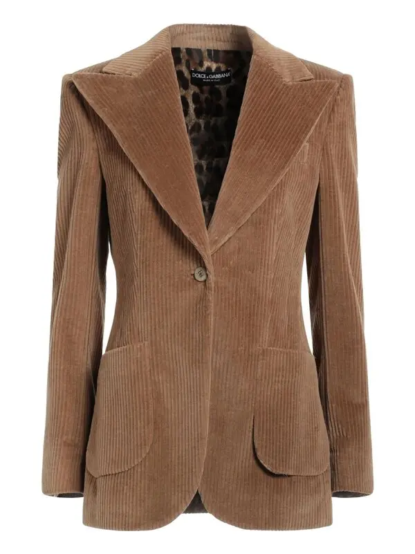 Dolce & Gabbana Single-breasted Corduroy Blazer - Brown