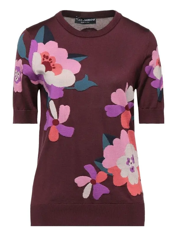 Dolce & Gabbana Floral Print Lightweight Short Sleeve Jumper - Red
