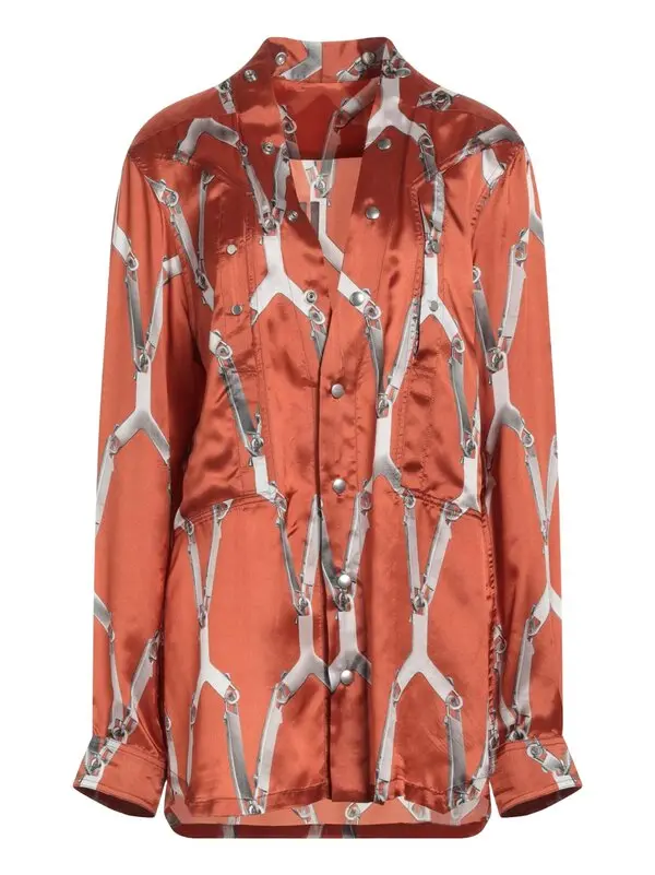 Rick Owens Printed Satin Shirt - Red