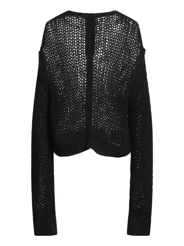 Rick Owens Round Neck Long Sleeve Knit Sweater - Black