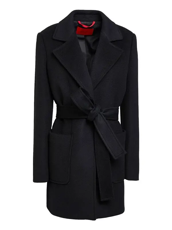 MAXCO. Max&co. Belted Long Sleeve Coat - Black