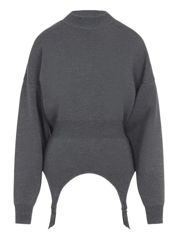 JEAN PAUL GAULTIER Mock Neck Long Sleeve Pullover - Gray